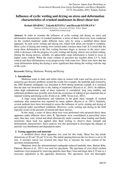 Pdf Influence Of Cyclic Wetting And Drying On Stress And Deformation