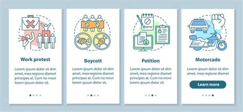 Premium Vector Social Protest Onboarding Mobile App Page Screen With Linear Concepts Public