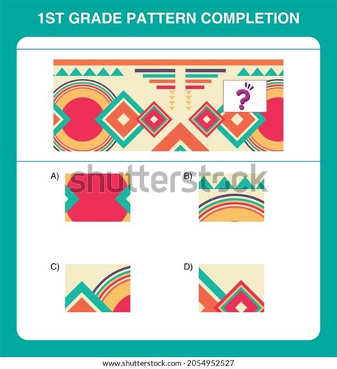 1st Grade Pattern Completion Questions Stock Vector Royalty Free
