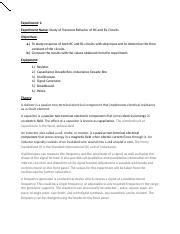 Experiment Docx Experiment Experiment Name Study Of Transient