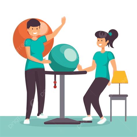 물리 치료사 벡터 스티커 클립 아트 커플 젊은 사람들이 만화 상표 클립 아트 Png 일러스트 및 벡터 에 대한 무료