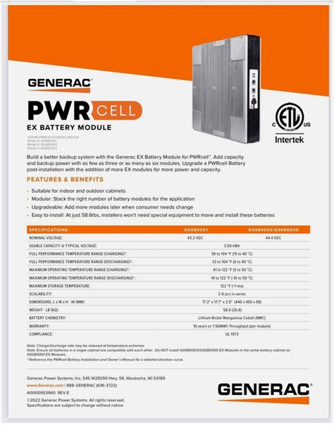 New Generac G0080001 30 Kwh Pwrcell Ex Battery Module Second Life