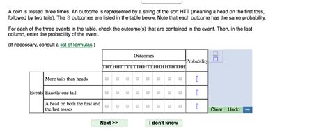 Solved A Coin Is Tossed Three Times An Outcome Is