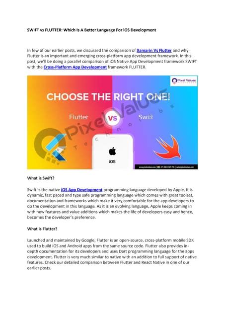 Swift Vs Flutter Pixel Values Technolabs Pdf