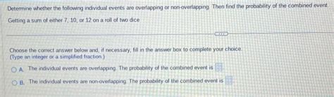 solved determine whether the following individual events are