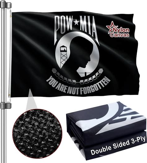 Pow Mia Flag 3x5 Ft Double Sided 3ply Heavy Duty Nylon
