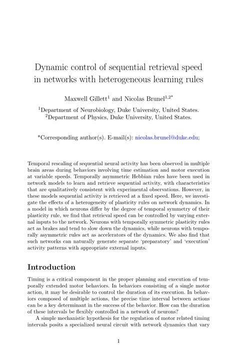pdf dynamic control of sequential retrieval speed in networks with