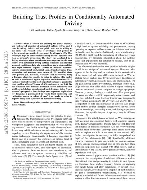 Pdf Building Trust Profiles In Conditionally Automated Driving