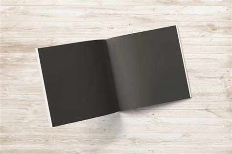 나무 책상에 검은 페이지 평방 잡지 또는 안내 책자를 열었습니다 3d 그림입니다 0명에 대한 스톡 사진 및 기타 이미지 0명 3차원 형태 검은색 Istock
