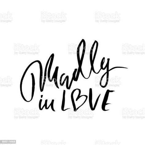 미치도록 사랑에 발렌타인 데이 대 한 서 예 Handdrawn입니다 잉크 그림입니다 현대 드라이 브러쉬 레터링입니다 벡터 일러스트입니다 개념에 대한 스톡 벡터 아트 및 기타