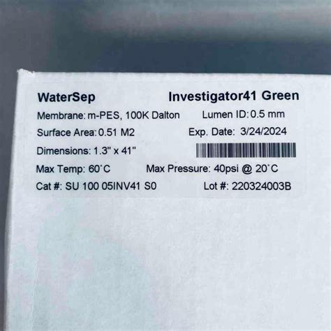 Sartorius Investigator41 Green Hollow Fiber Filter 100 Kda 051 M2