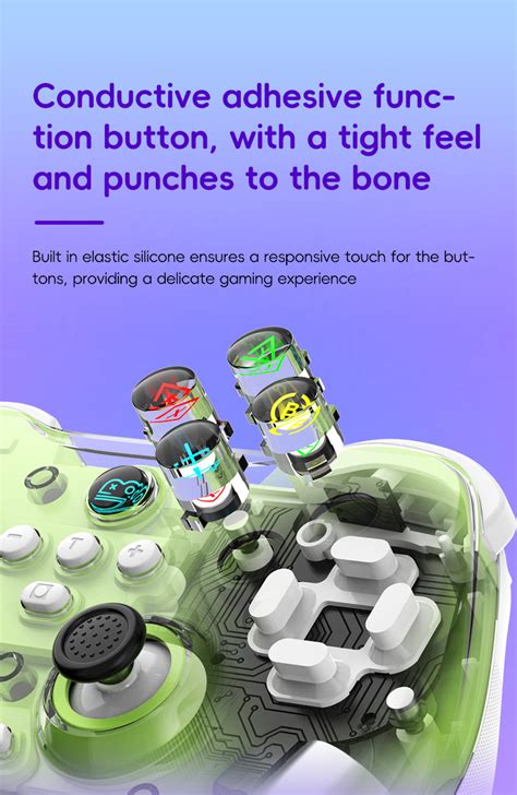 Z X Transparent Wireless Game Controller With Hall Rocker Turbo Feature And Motor Vibration