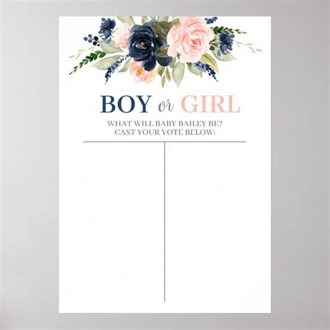 Boy Or Girl Chart Guess The Gender Poster Zazzle
