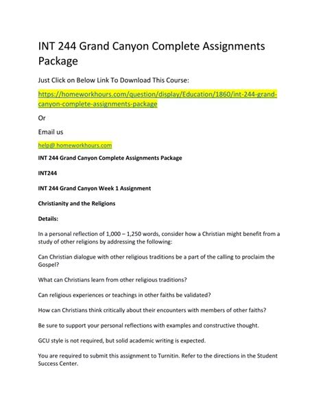 Ppt Int 244 Grand Canyon Complete Assignments Package Powerpoint