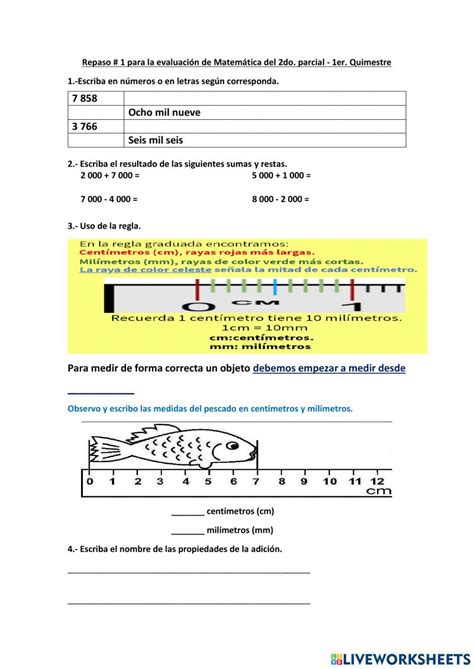 Repaso Online Exercise For 4to Live Worksheets
