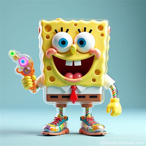 Playful Spongebob 3d Robot Design Stable Diffusion Online