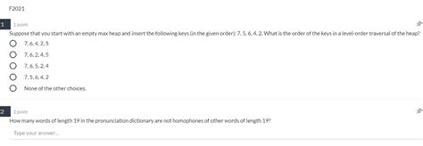 Solved F2021 1 1 Point Suppose That You Start With An Empty