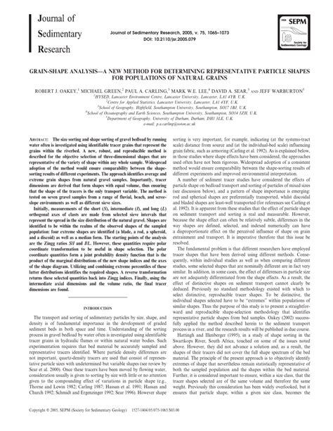 Pdf Grain Shape Analysis A New Method For Determining Representative