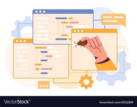 Computer Code Programmers Hand Holding Bug Vector Image