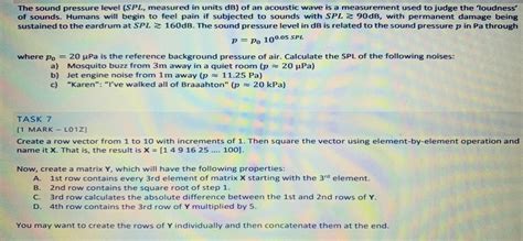 Solved The Sound Pressure Level Spl Measured In Units Db