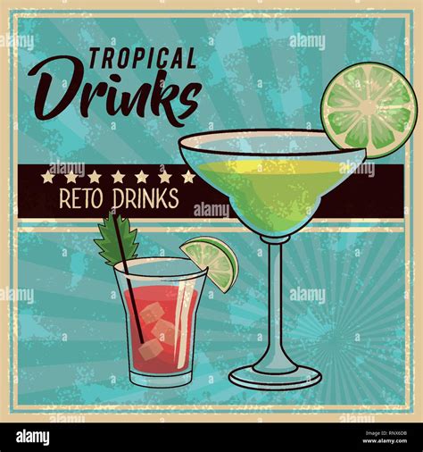Tropical Cocktail Poster Stock Vector Image And Art Alamy