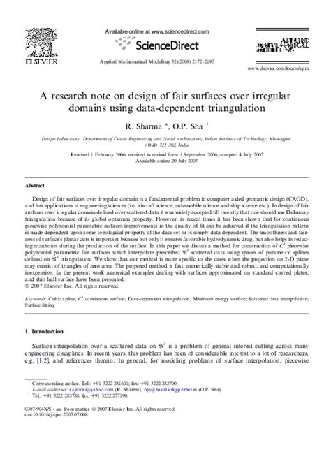 Pdf A Research Note On Design Of Fair Surfaces Over Irregular Domains