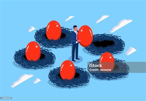 아이소메트릭 거래자는 각 둥지에 알을 할당하고 투자 할당 수익 극대화 포트폴리오 전략 투자 계획 및 기회를 할당합니다 고름에 대한 스톡 벡터 아트 및 기타 이미지 Istock