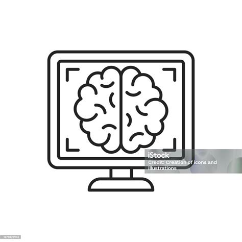 Mri 브레인 블랙 라인 아이콘 의료 및 과학 개념 실험실 진단 웹 모바일 앱 프로모션을 위한 픽토그램 Ui Ux 디자인 요소