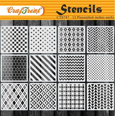 Craftreat 12pcs Geometric Pattern Stencils For Paintings Small Polka
