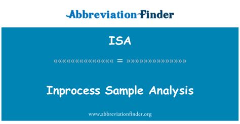 Isa Stands For Inprocess Sample Analysis Abbreviation Finder