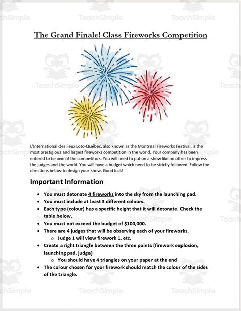 Trigonometry Fireworks Inquiry Project By Teach Simple