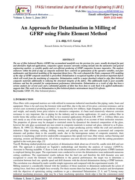 Pdf An Approach For Delamination In Milling Of Gfrp Using Finite Element Method Dokumentips