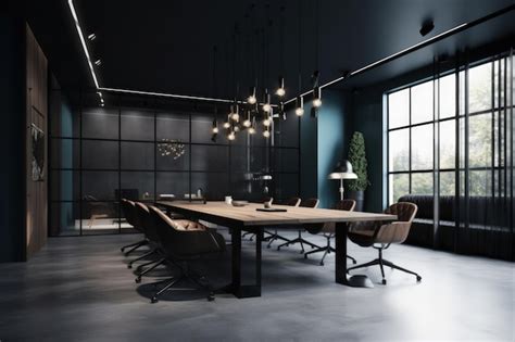 Premium Ai Image A Room With A Large Table And Chairs In It Generative Ai