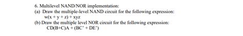 solved 6 multilevel nand nor implementation a draw the