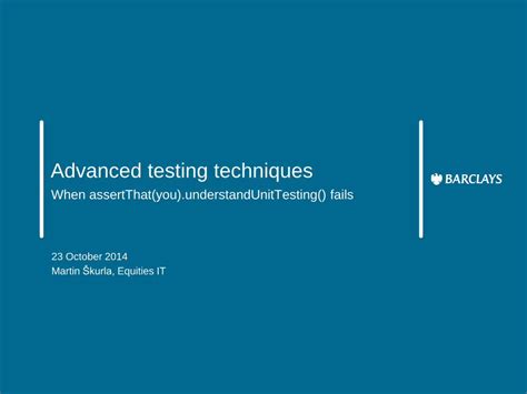 pdf advanced testing techniques · we try to achieve “readable tests