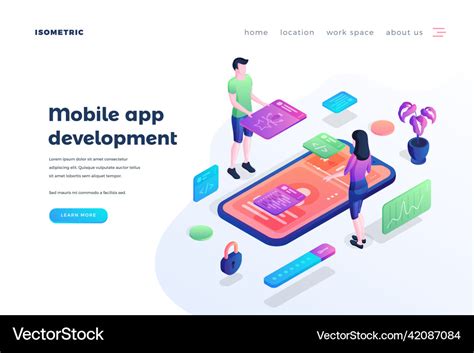 Mobile App Development Landing Page Royalty Free Vector