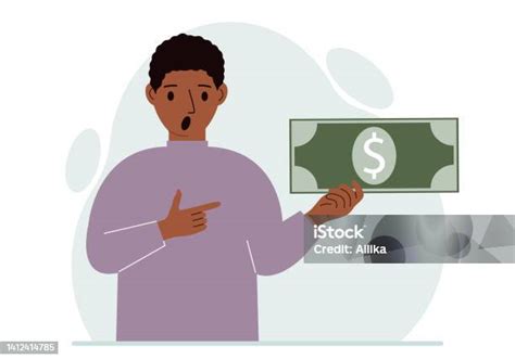 한 남자가 손에 큰 종이 지폐를 들고 있습니다 소득 비용 수입 또는 지출의 개념 금융에 대한 스톡 벡터 아트 및 기타 이미지 금융 남자 남자 사업가 Istock