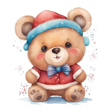 Premium Photo Watercolor Chirstmas Crazy Teddy Bear Funny Cartoon Adventure