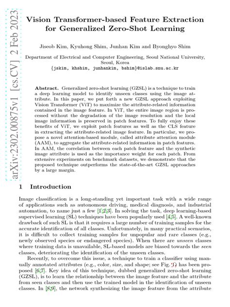vision transformer based feature extraction for generalized zero shot