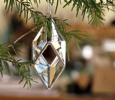 Christmas Tree Ornament Glass Crystal Chevron Prism 3d Clear