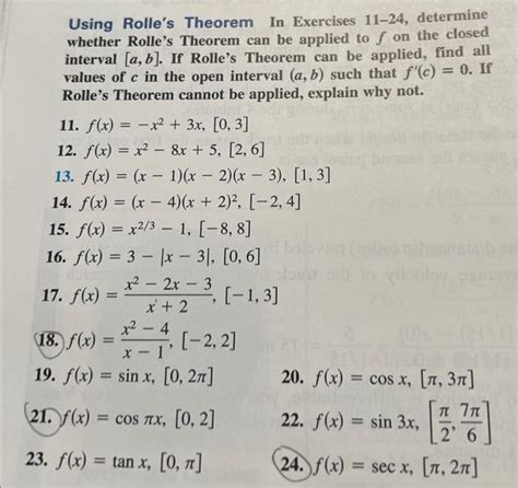 Solved Using Rolle S Theorem In Exercises Determine Chegg Com