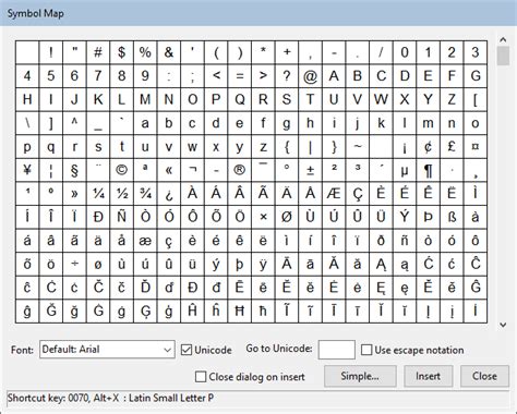 Help Online Origin Help Symbol Map And Character Map