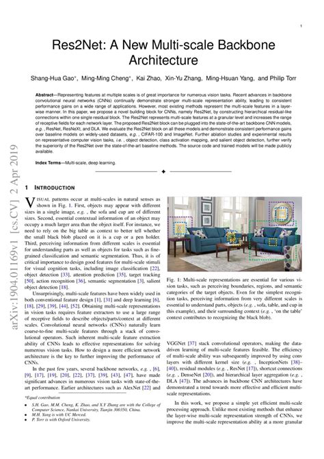 Res2net A New Multi Scale Backbone Architecture Deepai