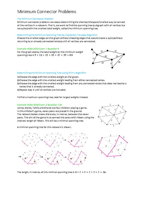 Minimum Connector Problems And Prims Algorithm The Minimum Connector