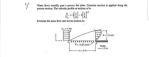 Solved Water Flows Steadily Past A Porous Flat Plate