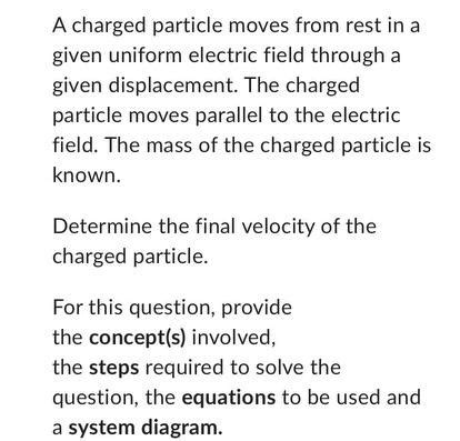 Solved A Charged Particle Moves From Rest In A Given Uniform Chegg