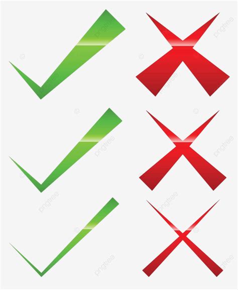 Variants Of Checkmark And Cross Icons In Thin And Thick Styles Vector