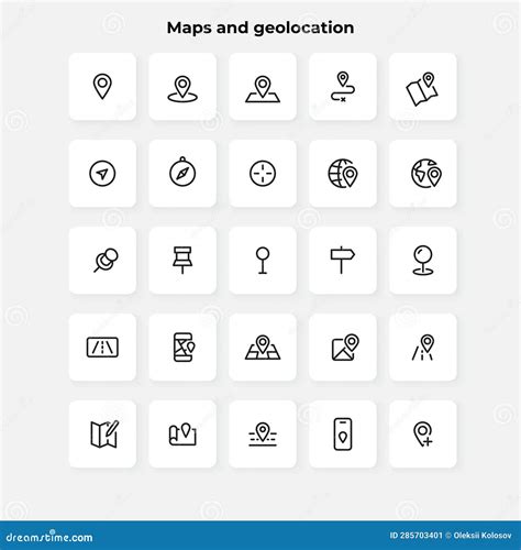 Geolocation Line Icons Collection Tracking Mapping Location Gps Navigation Positioning
