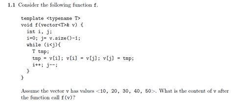 Solved Consider The Following Function F Template Void Chegg