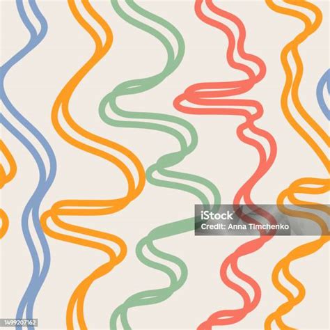 왜곡 된 그루비 여러 가지 빛깔의 수직선 매끄러운 패턴 직물 포장지에 인쇄하기 위한 복고풍 스타일 벡터 파스텔 배경 0명에 대한 스톡 벡터 아트 및 기타 이미지 Istock
